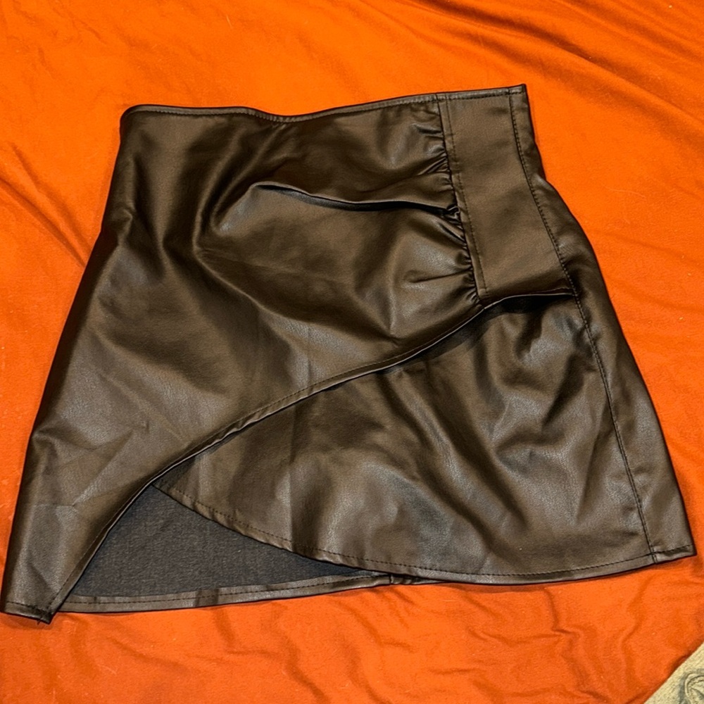 Black Leather Mini Skirt Gem